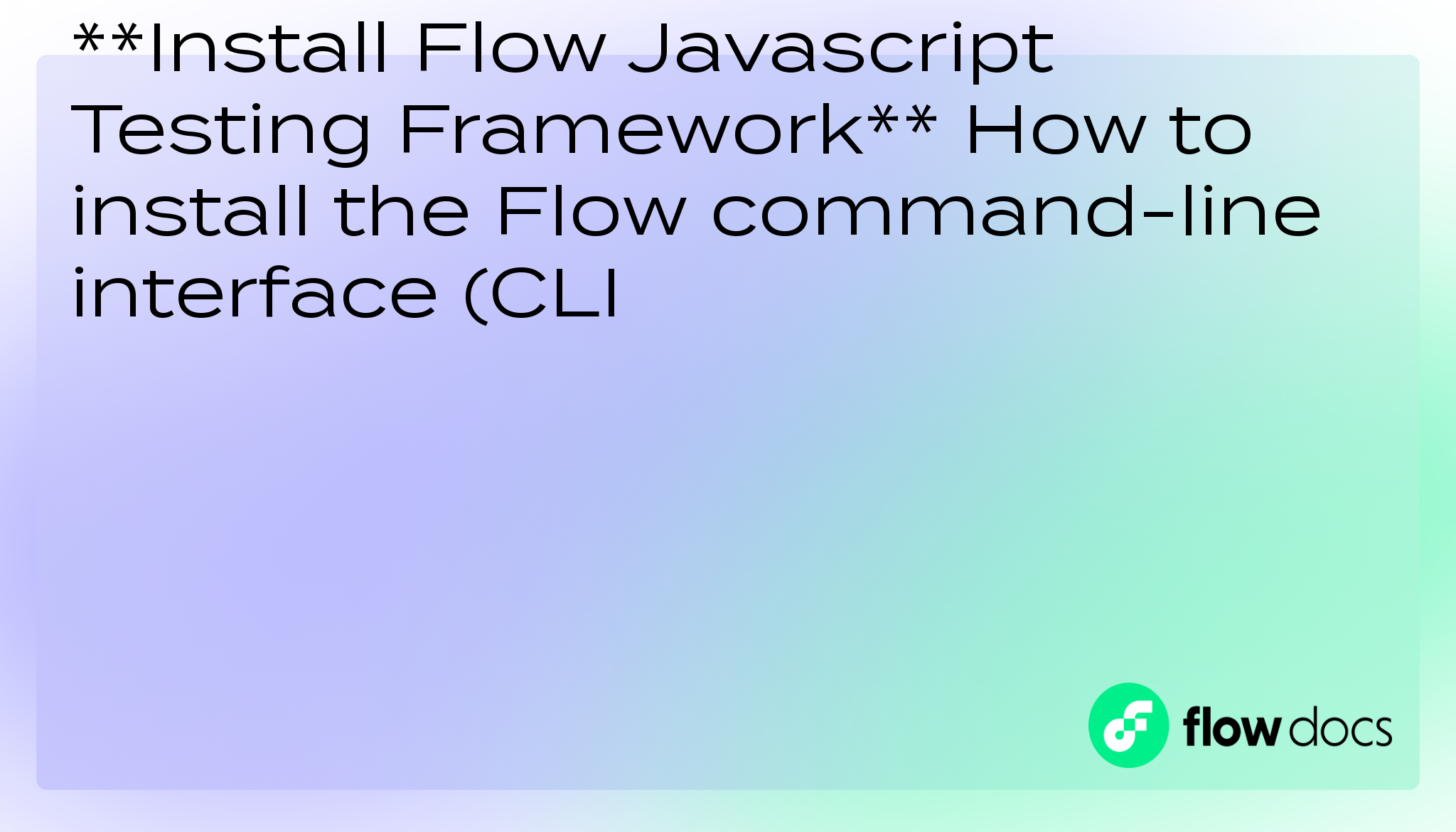 Install Flow Javascript Testing Framework Flow Blockchain